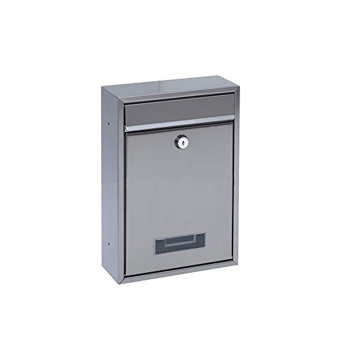 TBMAKE Wall-Mount Mailboxes Mailbox Outdoor Wall Mount Security Locking Mailbox Letter Box for Home Garden Decoration Letter Newspaper Magazine Post Box (Color : Silver)