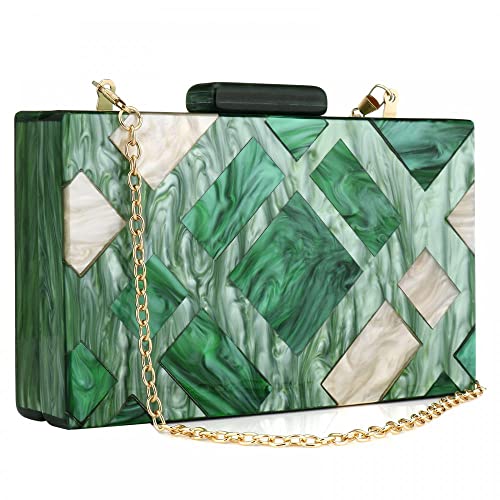 Clutch Purses Women's Evening Handbags Rhombus Pattern Crossbody Bags Green Hand Bags for Wedding Cocktail Prom