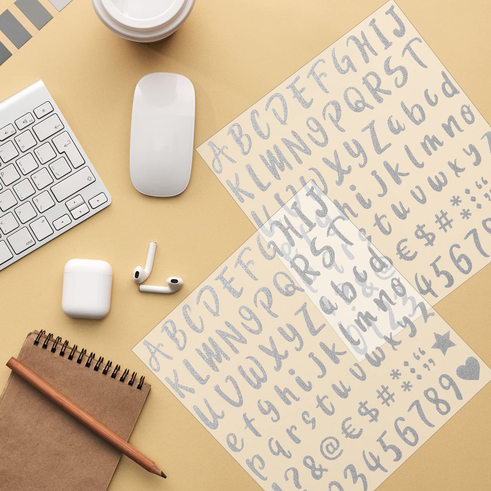 Waynoda 810 Pieces 10 Sheets Self-Adhesive Glitter Silver letter stickers, Alphabet Number Stickers, Decals for Sign, Mailbox, Notebook, Window, Classroom Decor, Door, Business, Address Number (1 Inch)