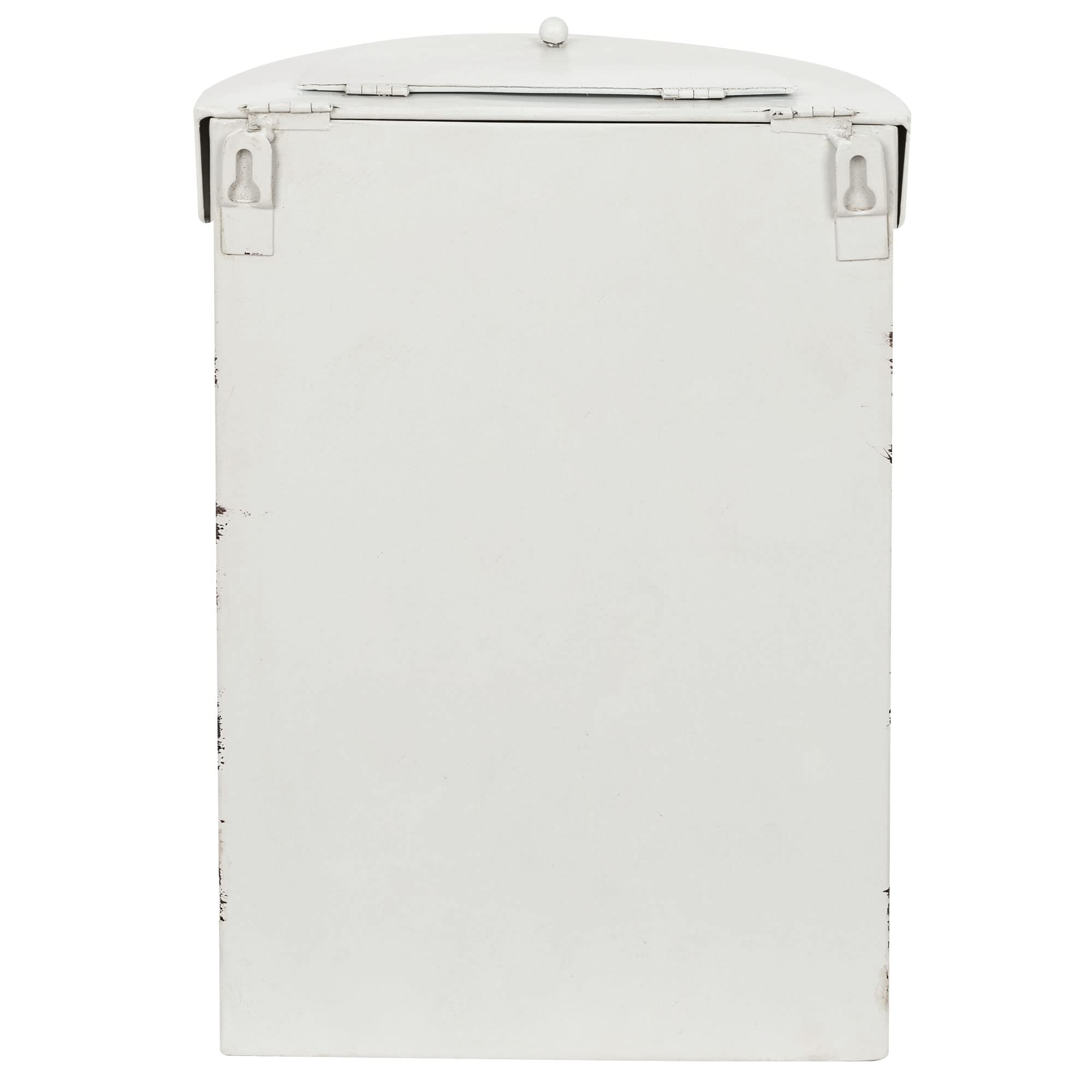 Rustic White Wall Mounted Mailbox Outdoor Metal Decorative Post Mail Box, Home Office Parcel Box with Drop Slot Secure Lock