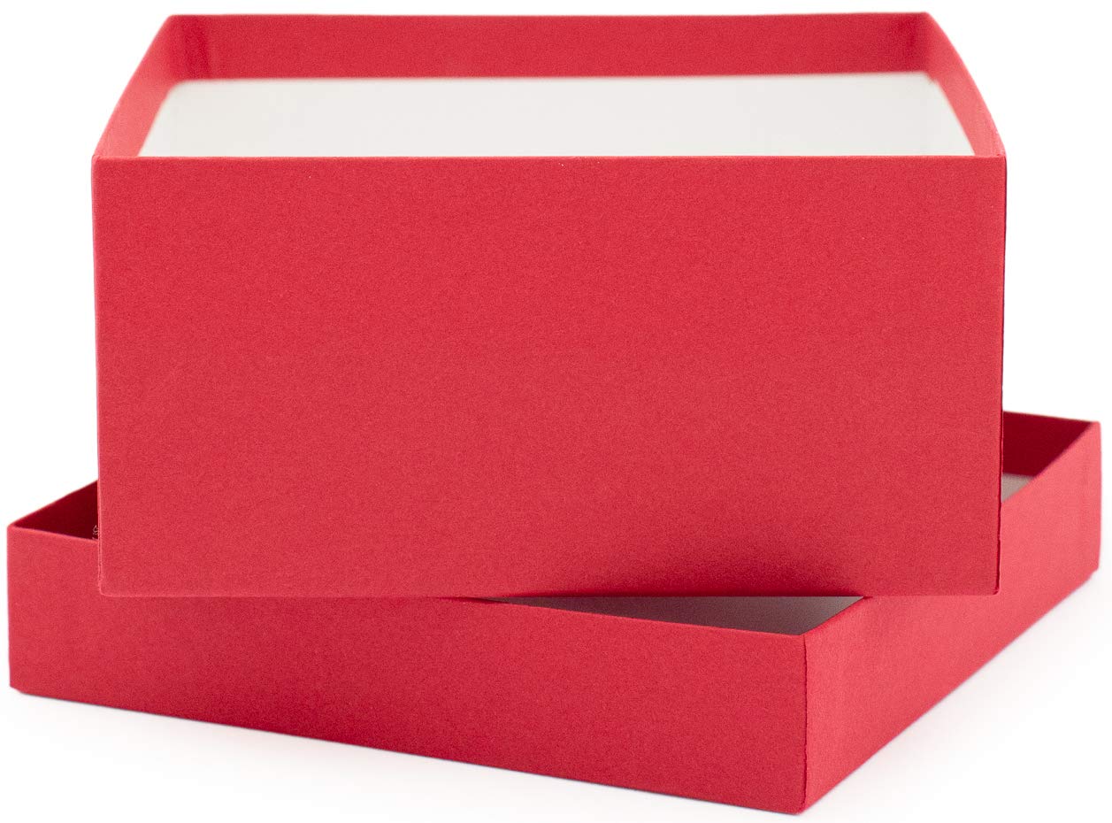Made in USA Recycled Paper Kraft Boxes – 6.25”, 7.25” & 8.25” – Nested Squared Boxes with Lids (Large Set of 3 - Wild Cherry Red)