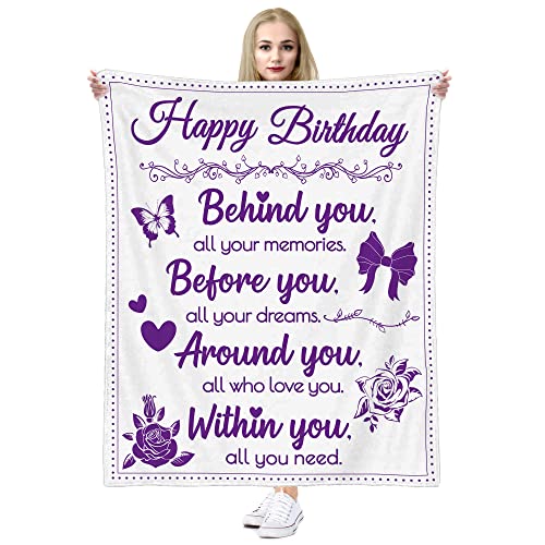 SUPER PANDA Birthday Gifts for Women - Flannel Sofa Throw Blankets 50 x 60 Inch Gifts for Women Birthday Unique Happy Birthday Decorations for Women