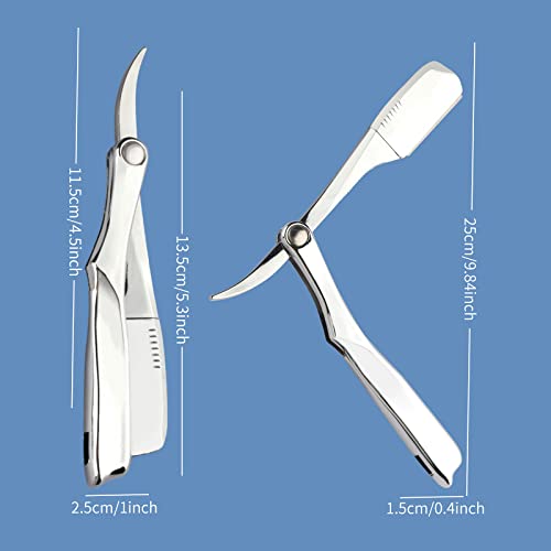 CestoMen Barber Straight Razor, Professional Straight Edge Razor, Stainless Steel Barber Single Blade Edge Razors for Men Close Shaving - Silver