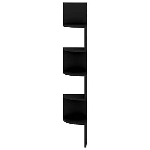 Wall Corner Shelf,Plant Wall Shelf,Study Storage Rack,Display Shelves for Collectibles,Photo Wall Shelf,Perfect for Bars,Library, and Office,Hotels Decor, Black 7.5"x7.5"x48.4" Engineered Wood