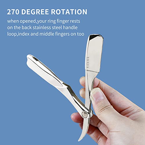 CestoMen Barber Straight Razor, Professional Straight Edge Razor, Stainless Steel Barber Single Blade Edge Razors for Men Close Shaving - Silver