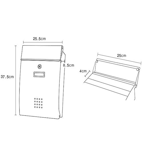 Mailboxes for Outside Mailbox Wall Mount Mailbox Post Box Outdoor Wall-Mounted Stainless Steel Mail Box Suggested Box with Lock European Rainproof Villa (Color : Silver)