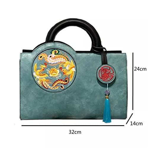 TFIIEXFL Winter Women's Tote Bag Chinese Style Retro Handbag Large Capacity Women's Shoulder Bag (Color : D, Size : 32(L)*24(H)*14(W) cm)