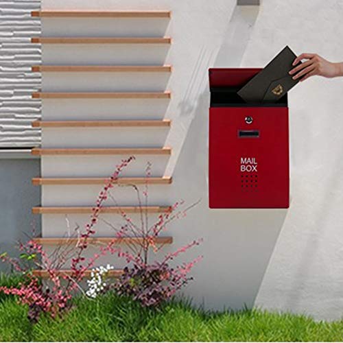 Mailboxes for Outside Mailbox Wall Mount Mailbox Post Box Outdoor Wall-Mounted Stainless Steel Mail Box Suggested Box with Lock European Rainproof Villa (Color : Silver)