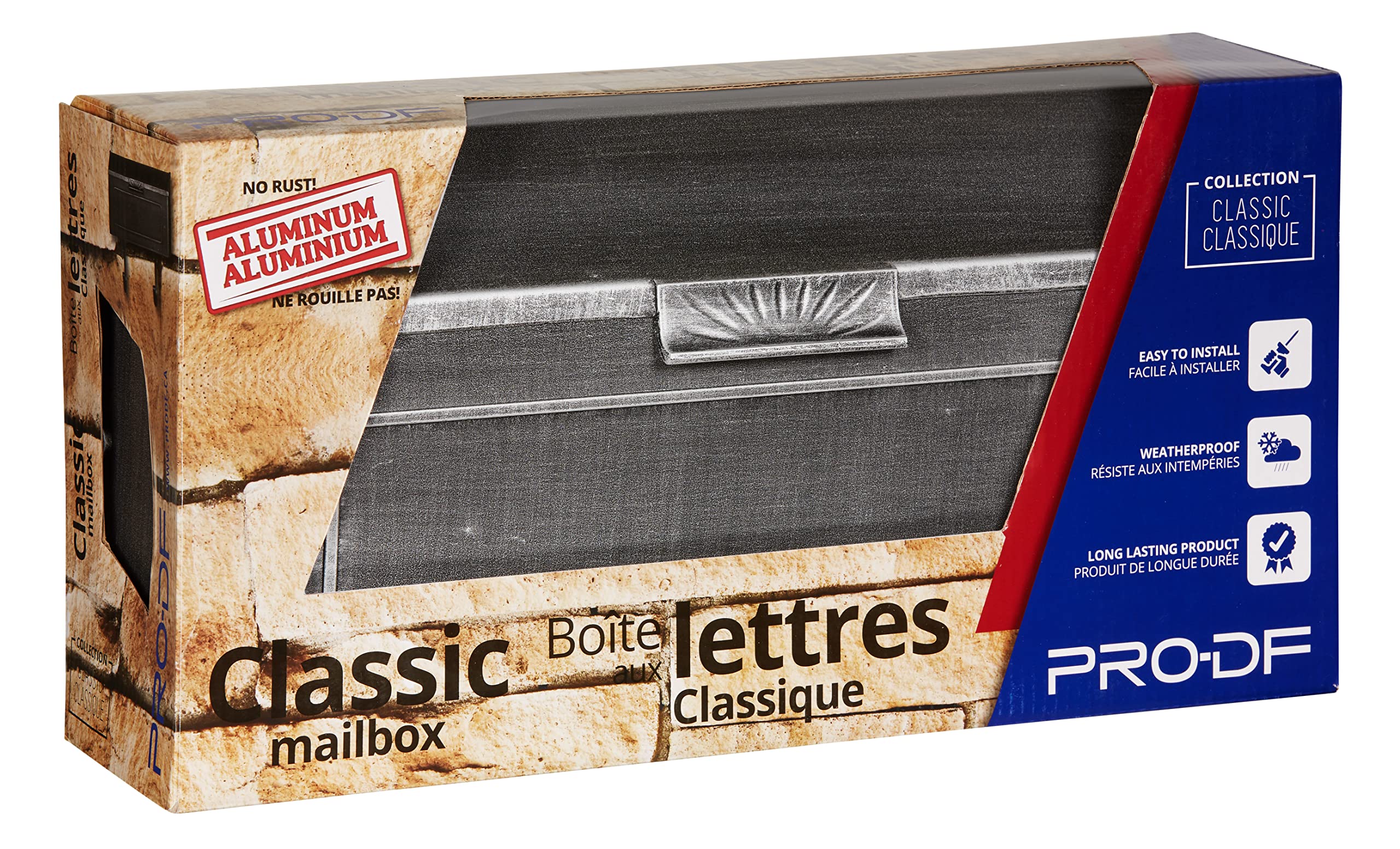 Cast Aluminum Metal Mailbox with Newspaper Hooks, Easy to Install Wall Mount, Heavy Duty, Rustproof Coated Paint, Horizontal Mail Box for House Porch - 16” x 4.25” x 8.25” (Swedish Silver)