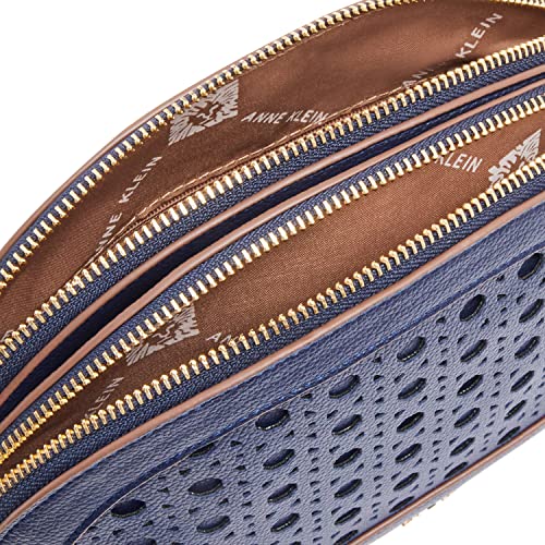 Anne Klein Perforated Triple Compartment Crossbody, Distant Mountain/Distant Mountain
