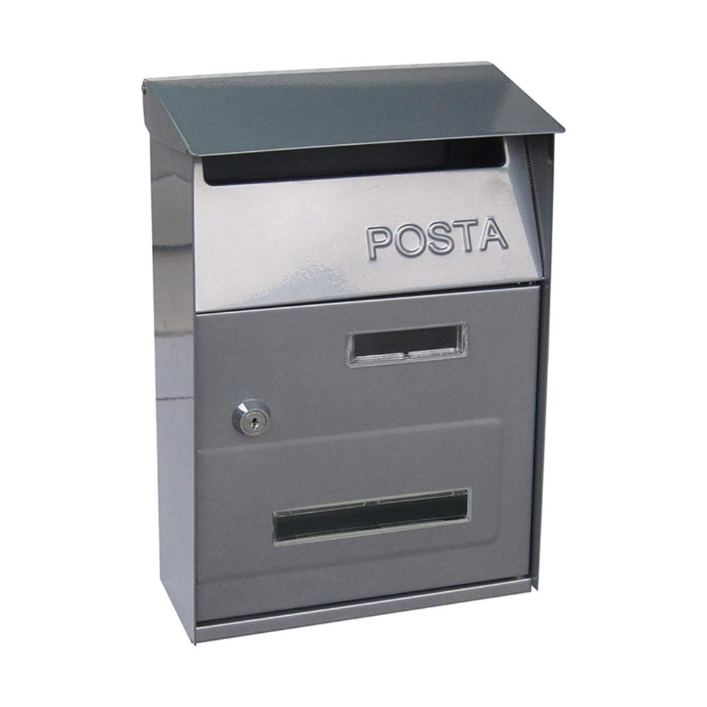 Mailboxes for Outside Mailbox Wall Mount Post Box European Villa Home Wall-Mounted Mailbox Outdoor Garden Simple Creative Simple Creative Waterproof Newspaper Box (Color : Silver)