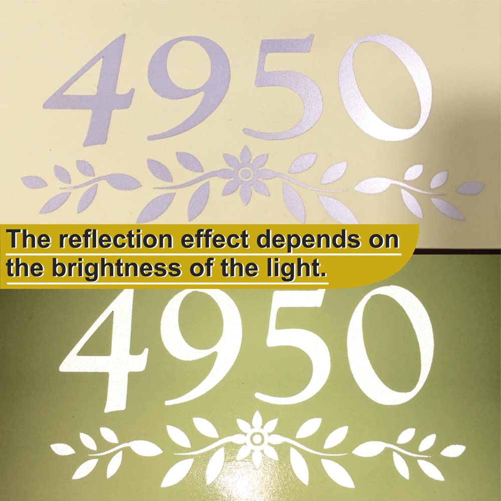 2" Reflective Mailbox Numbers Die Cut Decal Rustic Style Flowers House Number Address Sign Front Door Decal Vinyl Lettering Farmhouse Decor 4 Set, White