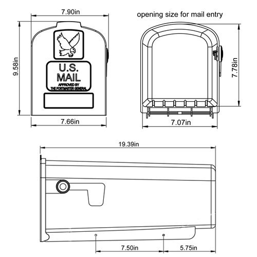 Gibraltar Mailboxes Parsons Medium Capacity Rust-Proof Plastic White, Post-Mount Mailbox, PL10W0201