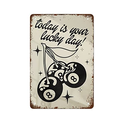 NAMEY Magic Ball Cherry Poster Bar Cart Art Downtown Girl Apartment Decor Trendy Wall Art Funky Decor Large Wall Art Retro Art Dorm Decor Funny Vintage Metal Tin Sign for Home Coffee 140 X 200mm