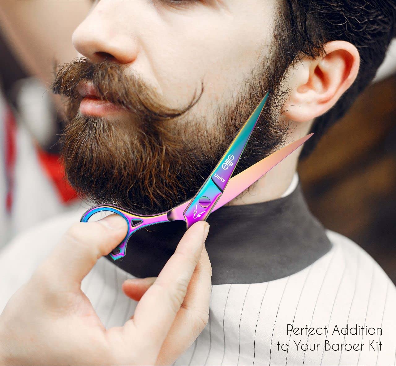 Hair Cutting Scissors, Barber Scissors-Elite Unity 6.5 inch Professional Hair Scissors-Razor Edge Sharp Scissors for Barber Kit, Haircut, Trimming, Men/Women.For Home and Salon Use. (Rainbow)