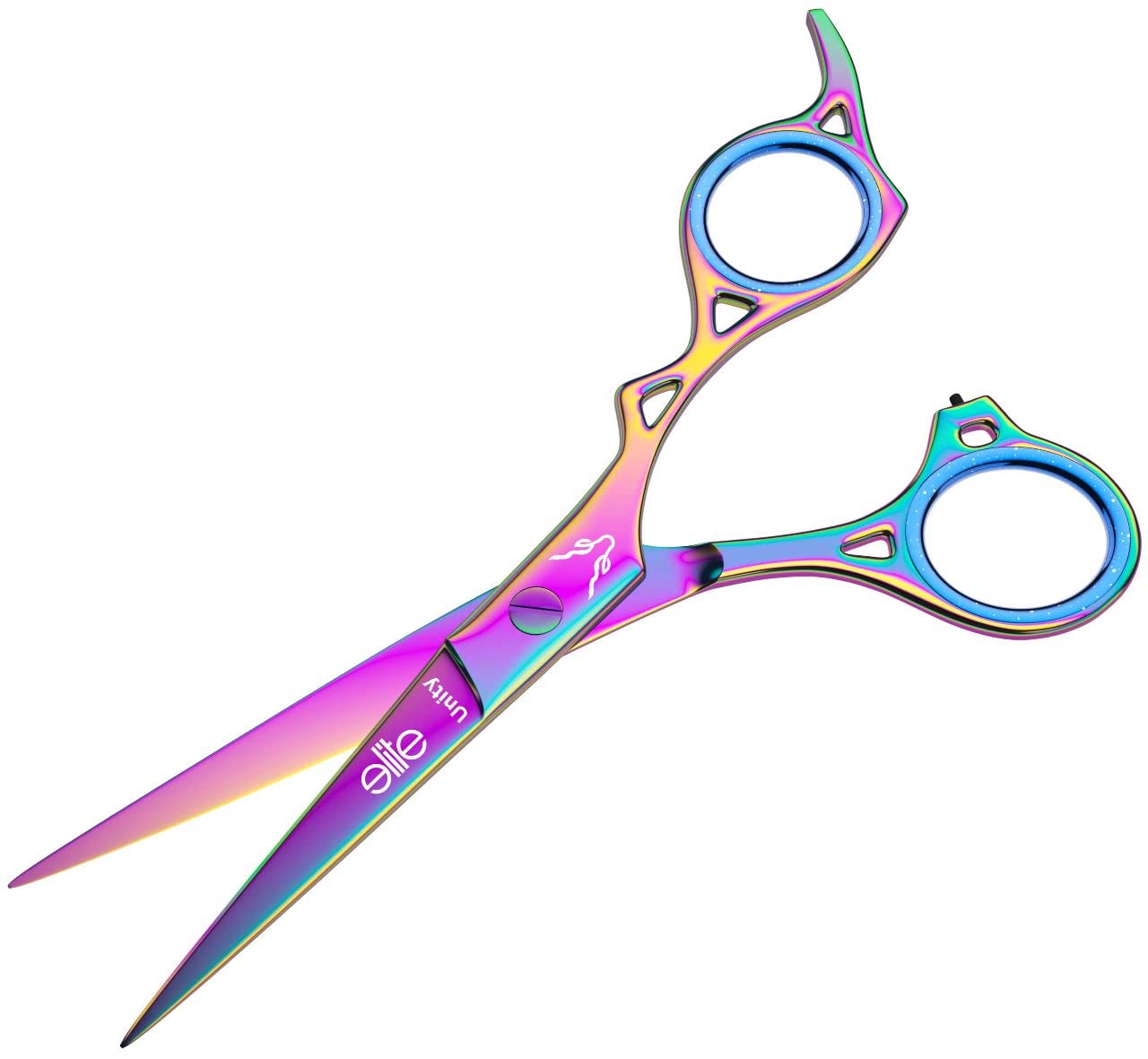 Hair Cutting Scissors, Barber Scissors-Elite Unity 6.5 inch Professional Hair Scissors-Razor Edge Sharp Scissors for Barber Kit, Haircut, Trimming, Men/Women.For Home and Salon Use. (Rainbow)