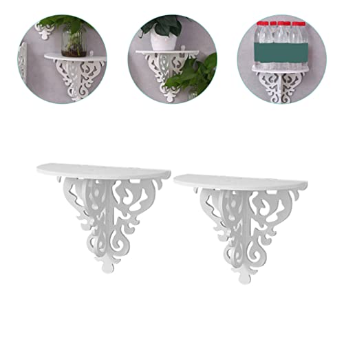 Zerodeko 2pcs Home Bracket Kitchen Organizer Simple-Shaped Mounted Flower Stands Modern Sundries Bathroom Floating Plant Flowerpot Nursery Stand Retro Decor for Holder Brackets Carving