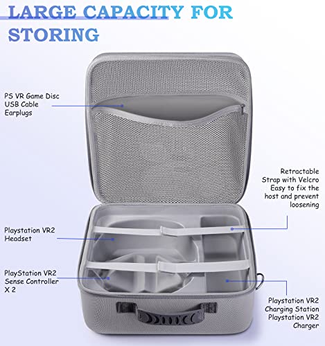 Hastraith Carrying Case for PSVR2 Console, Travel Bag with Built-in Zippered Pocket for Store Small Accessories, Portable Handbag with Shoulder Strap for PSVR2 Controller