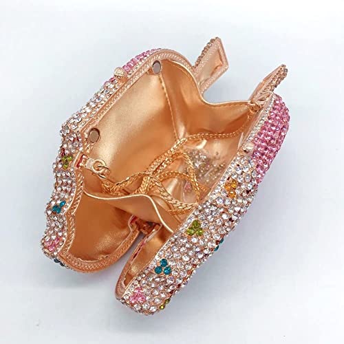 AYKDAS Purses & Totes, Evening Clutches & Crossbody Bags Clutch Cute Ice Cream Shape Evening Bag Rhinestone Wedding Holiday Party Wallet (Color : Pink White)