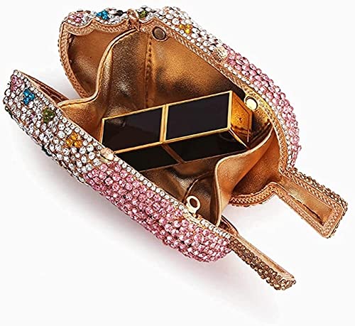 AYKDAS Purses & Totes, Evening Clutches & Crossbody Bags Clutch Cute Ice Cream Shape Evening Bag Rhinestone Wedding Holiday Party Wallet (Color : Pink White)