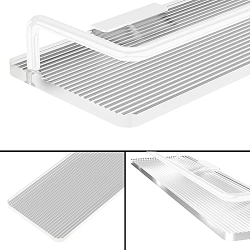 Acliys Floating Shelves Arcylic Bathroom Shelves with Towel Bar Wall Mounted Storage Shelves for Bathroom/Living Room/Kitchen/Bedroom Set of 2(White)