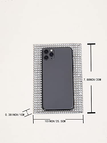 GORGLITTER Women's Rhinestone Decor Clutch Purses Evening Handbag Chain Shoulder Square Bag Phone Purse Silver One Size