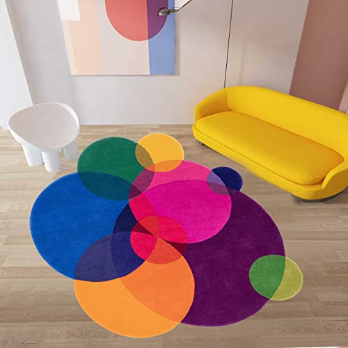 Colorful Irregular Shaped Funky Area Rug 6x9 Washable Soft Wool Shaggy Abstract Rug for Living Room Bedroom Cute Carpet Under Dining Table Indoor Outdoor Floorcover Runner Rug