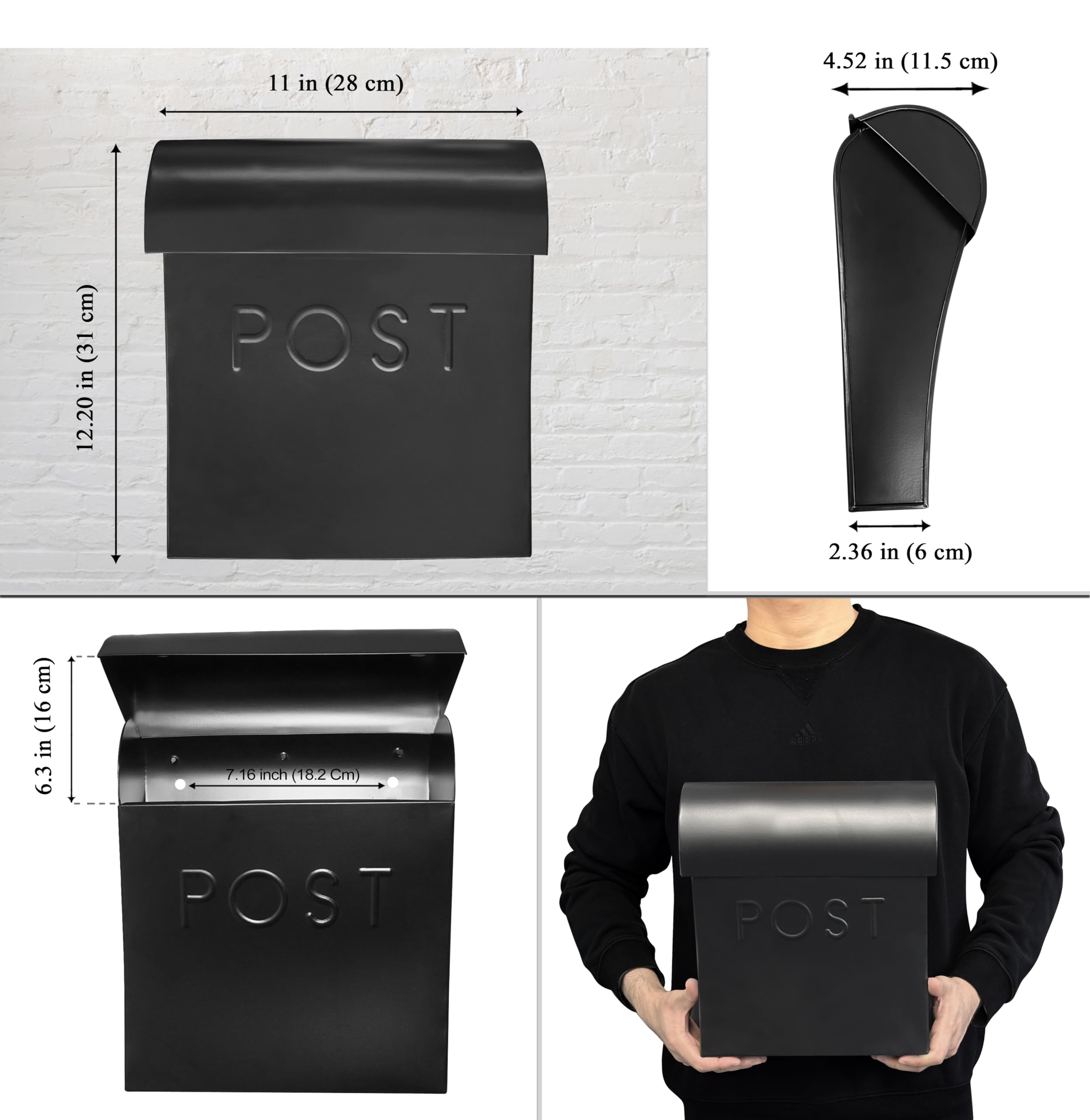 NACH Wall Mount Mailboxes for Outside, 11x4.5x12.5 in Cream White Mail Boxes for House Outside, Waterproof Mailbox - Vicki-Style Mail Box
