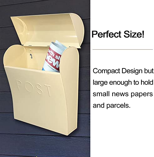 NACH Wall Mount Mailboxes for Outside, 11x4.5x12.5 in Cream White Mail Boxes for House Outside, Waterproof Mailbox - Vicki-Style Mail Box