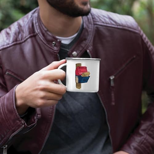 Unique Gift Idea Vintage Mailbox with Package Inside Enthusiasts 12oz Enamel Silver Mug