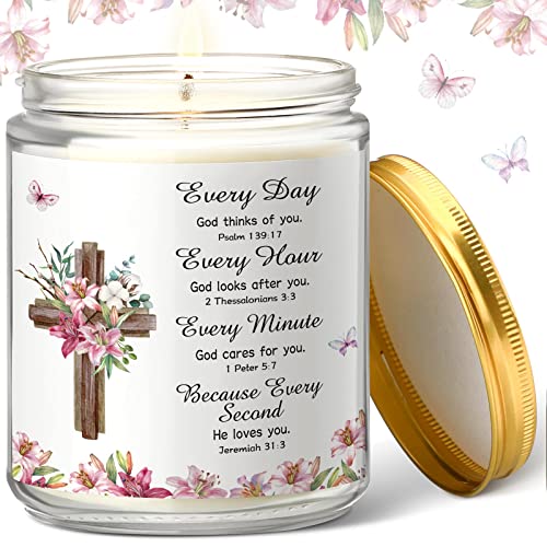Christian Gifts for Women Lavender Scented Candle Inspirational Gifts for Women Soy Wax Candle for Home Religious Candles Birthday Candle Gifts for Women Friends Sister Teachers Coworkers