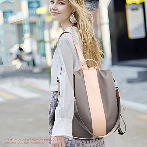 DDQYYSPP Women Backpack Purse Nylon Anti-theft Fashion Casual Lightweight Travel School Shoulder Bag(Khaki)