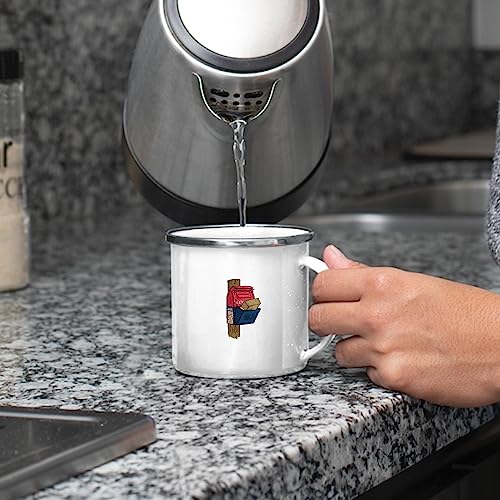 Unique Gift Idea Vintage Mailbox with Package Inside Enthusiasts 12oz Enamel Silver Mug
