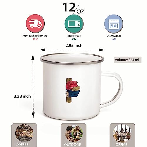Unique Gift Idea Vintage Mailbox with Package Inside Enthusiasts 12oz Enamel Silver Mug
