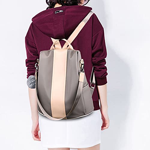 DDQYYSPP Women Backpack Purse Nylon Anti-theft Fashion Casual Lightweight Travel School Shoulder Bag(Khaki)
