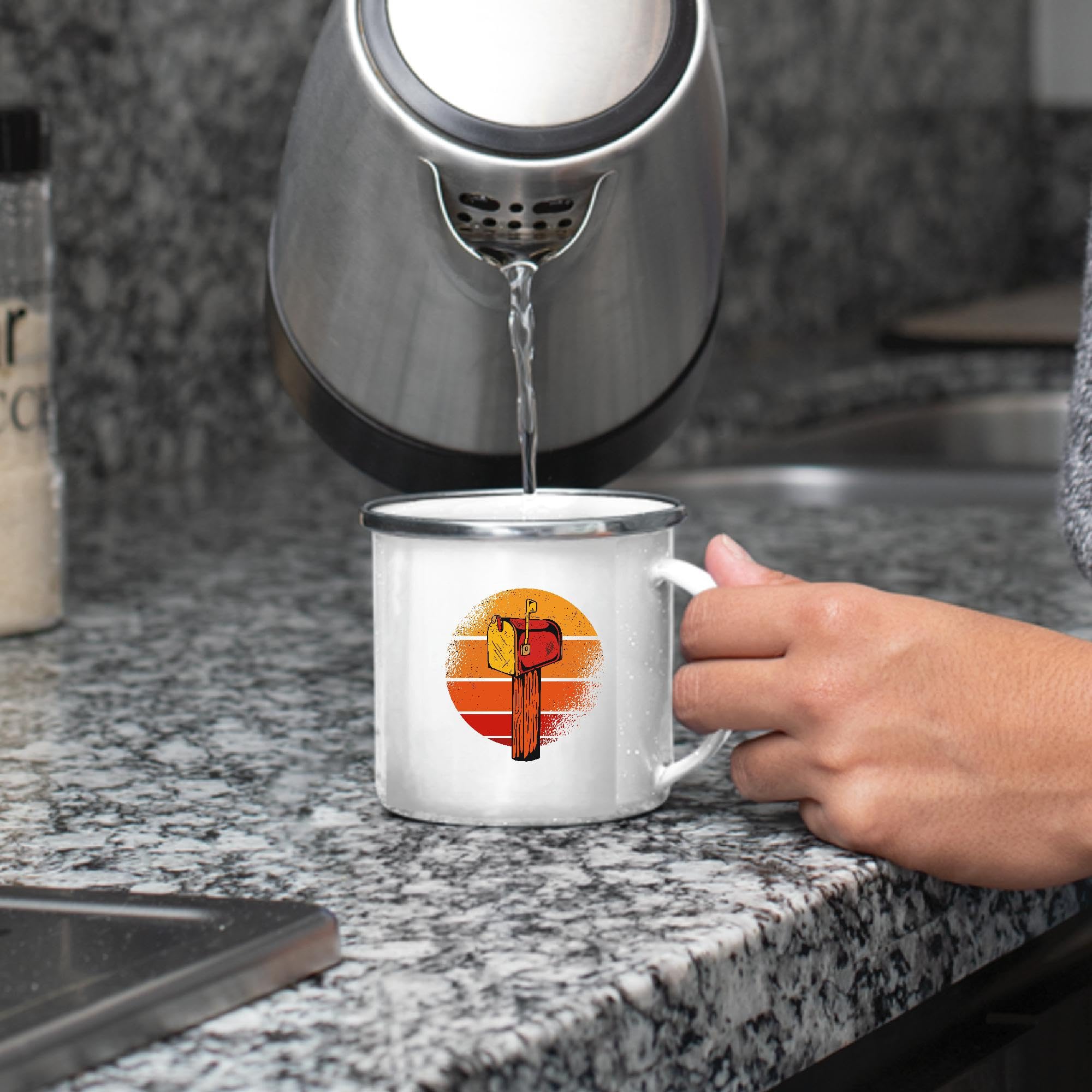 Vintage Mailbox Gift for Lovers Unique Gift Idea for Friends Family 12oz Enamel Silver Mug