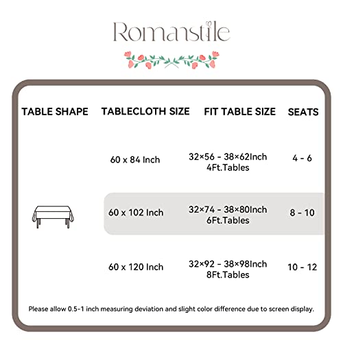 Romanstile Spring Rectangle Tablecloth - 60 x 84 Inch - Waterproof Decorative Floral Pattern Table Cloth Stain Resistant Wrinkle Free Printed Table Cover for Dinner/Party/Indoor/Outdoor