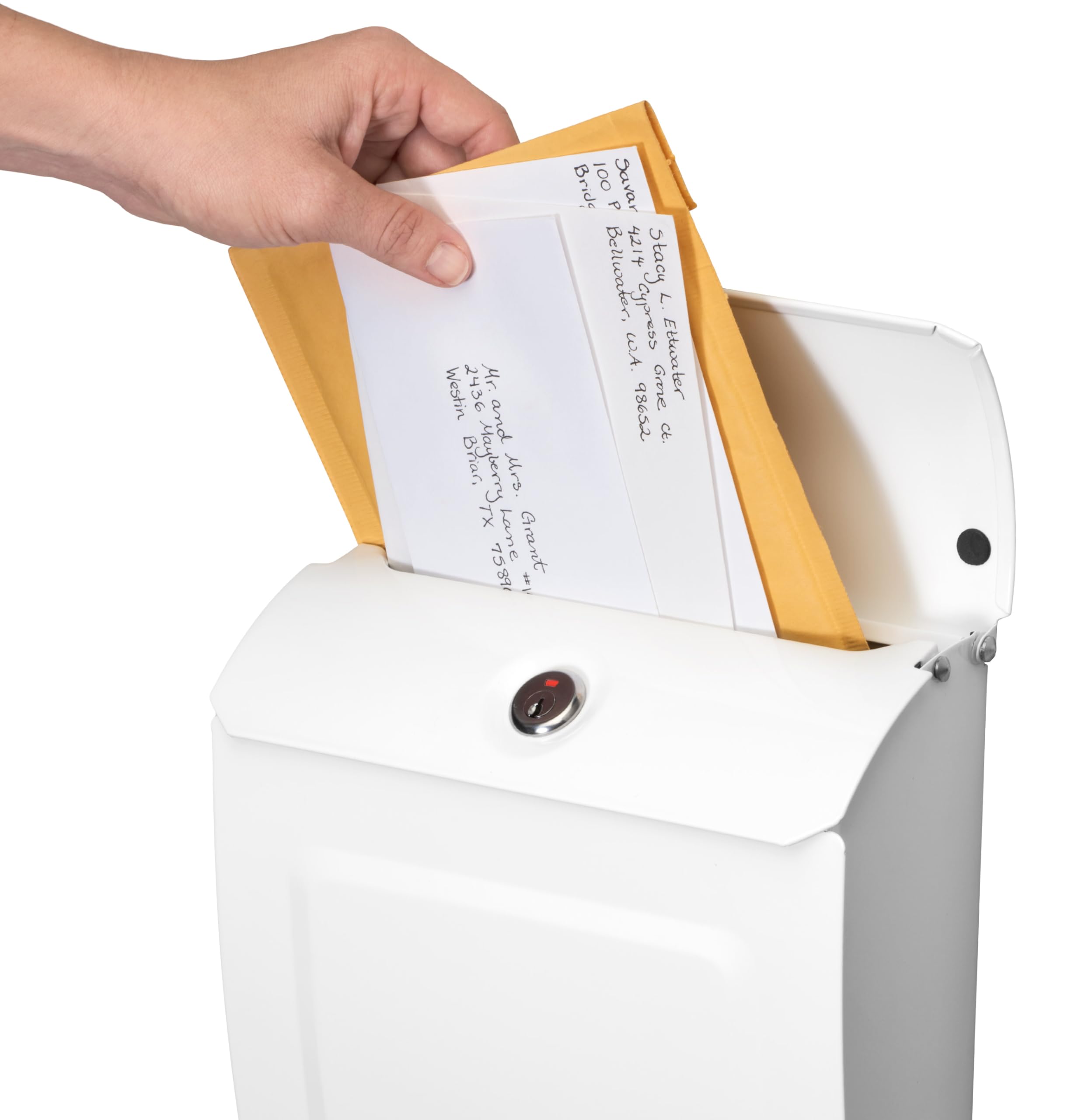Architectural Mailboxes Aspen Galvanized Steel, Locking, Wall Mount Mailbox, 2594W-10, White, Small Capacity