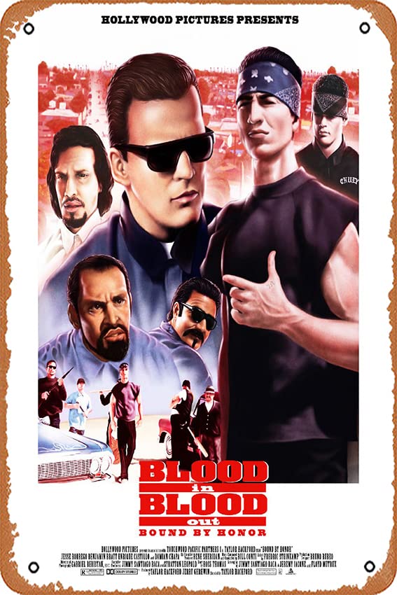 Shvieiart Movie Poster Retro Metal Sign Blood In, Blood Out Movie Poster Art Classic Movie Posters Wall Art Decor Tin Sign-8x12inch,multicolor