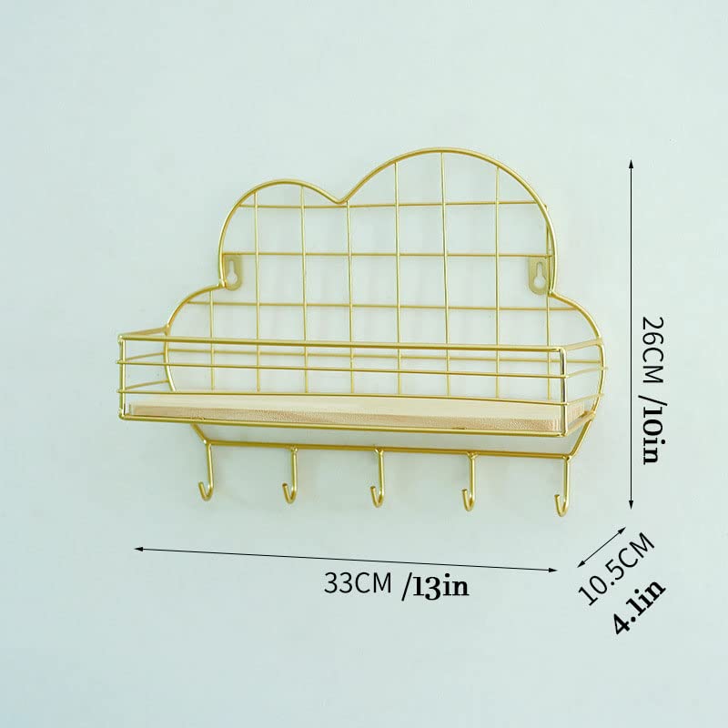 Cloud Shelf, Cloud Shape Wall Hanging Storage Rack,Metal Wall Mount Organiser Floating Shelves Wall Mount Organiser Cloud Shelves (C)