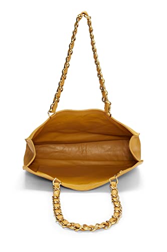 Chanel, Pre-Loved Yellow Lambskin Flat Chain Handle Tote, Yellow