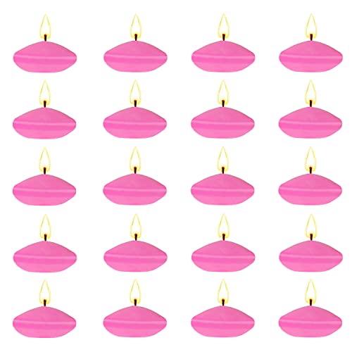 XGNG 2 Boxes 20PCS Unscented Floating Candles, Floating Pool Candles, Round Burning Candles for Wedding Party Swimming Pool Bathtub Dinner Party Favor, Pink