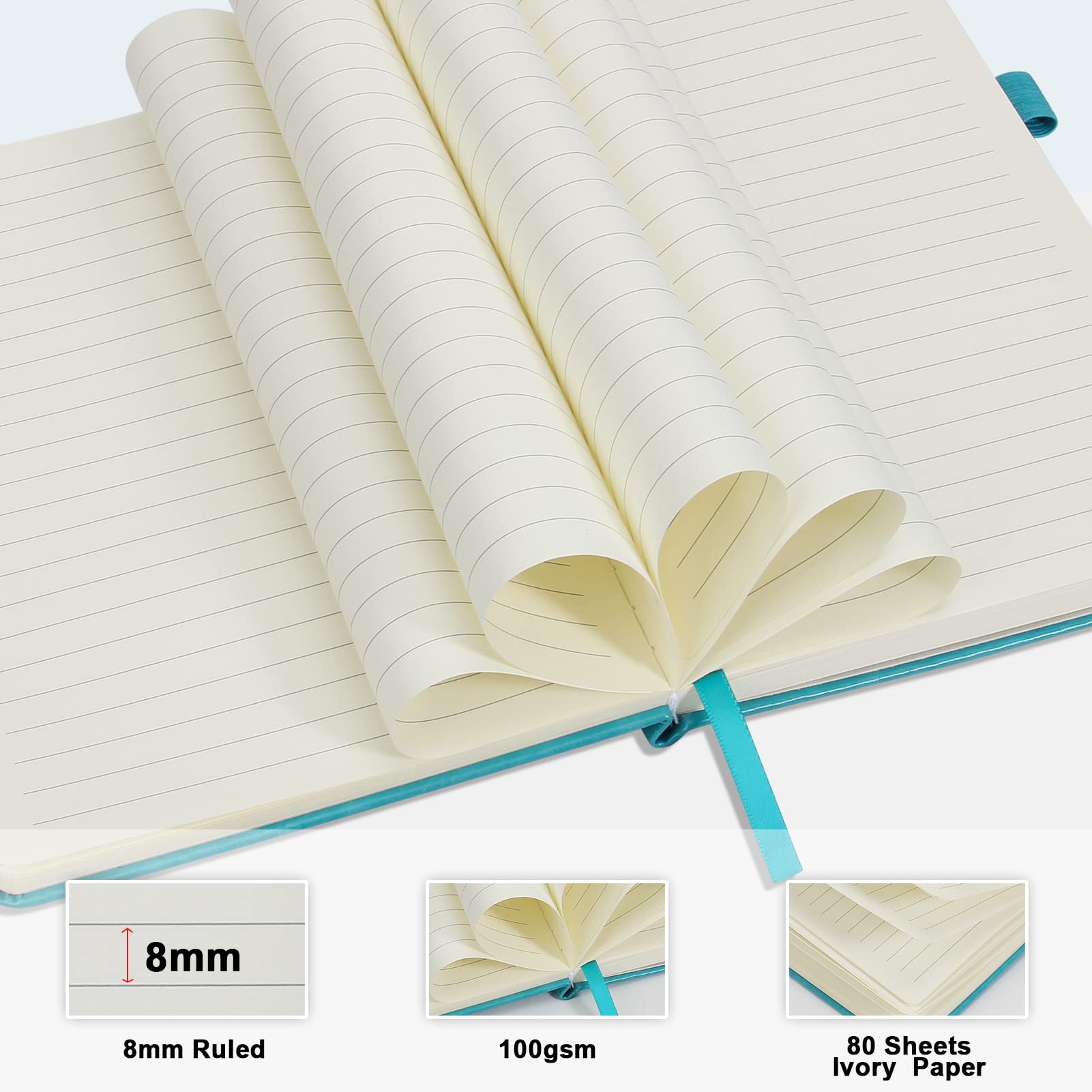 Daofary A5 Journal Notebook, Leather Ruled Notebooks 160 Pages Diary 100gsm Thick Paper Writing Hardcover Notebook with Pocket for Work Men Woman 8.4 x 5.7 in