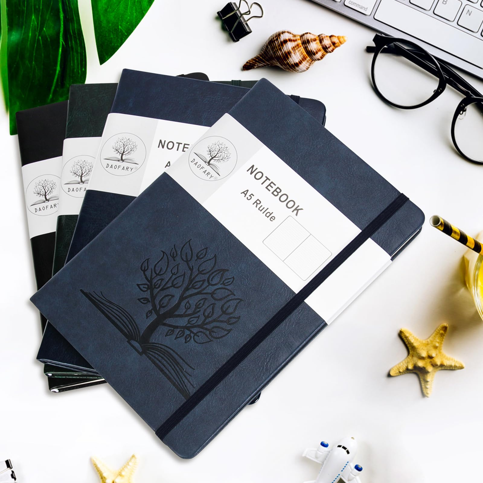 Daofary A5 Journal Notebook, Leather Ruled Notebooks 160 Pages Diary 100gsm Thick Paper Writing Hardcover Notebook with Pocket for Work Men Woman 8.4 x 5.7 in