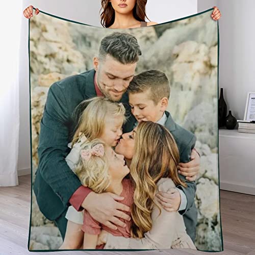 Custom Personalized Blanket with Photo & Name - Personalized Picture Collage Blanket Soft Using My Own Photos Custom Gifts for Dad, Mom, Family, Friends, Couples
