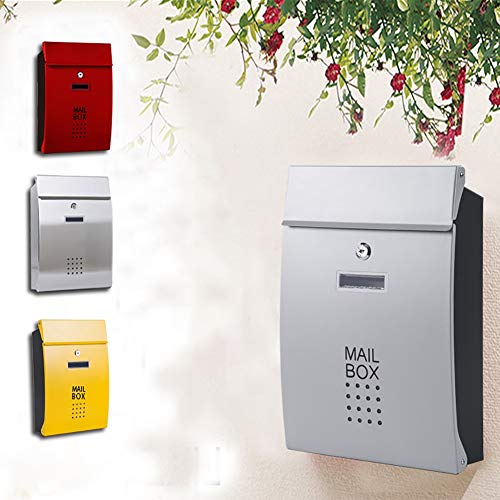 LIRONGXILY Mailboxes Wall-Mount Mailboxes Mailbox Outdoor Wall-Mounted European Villa Outdoor Community Household Mailbox Stainless Steel Mailbox Complaint Suggestion Box (Color : Silver)