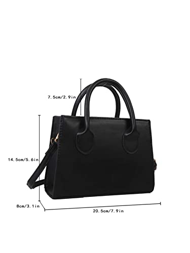 GORGLITTER Women's Double Handle Satchel Shoulder Bag Crossbody Square Bag Purse Handbag Black One Size