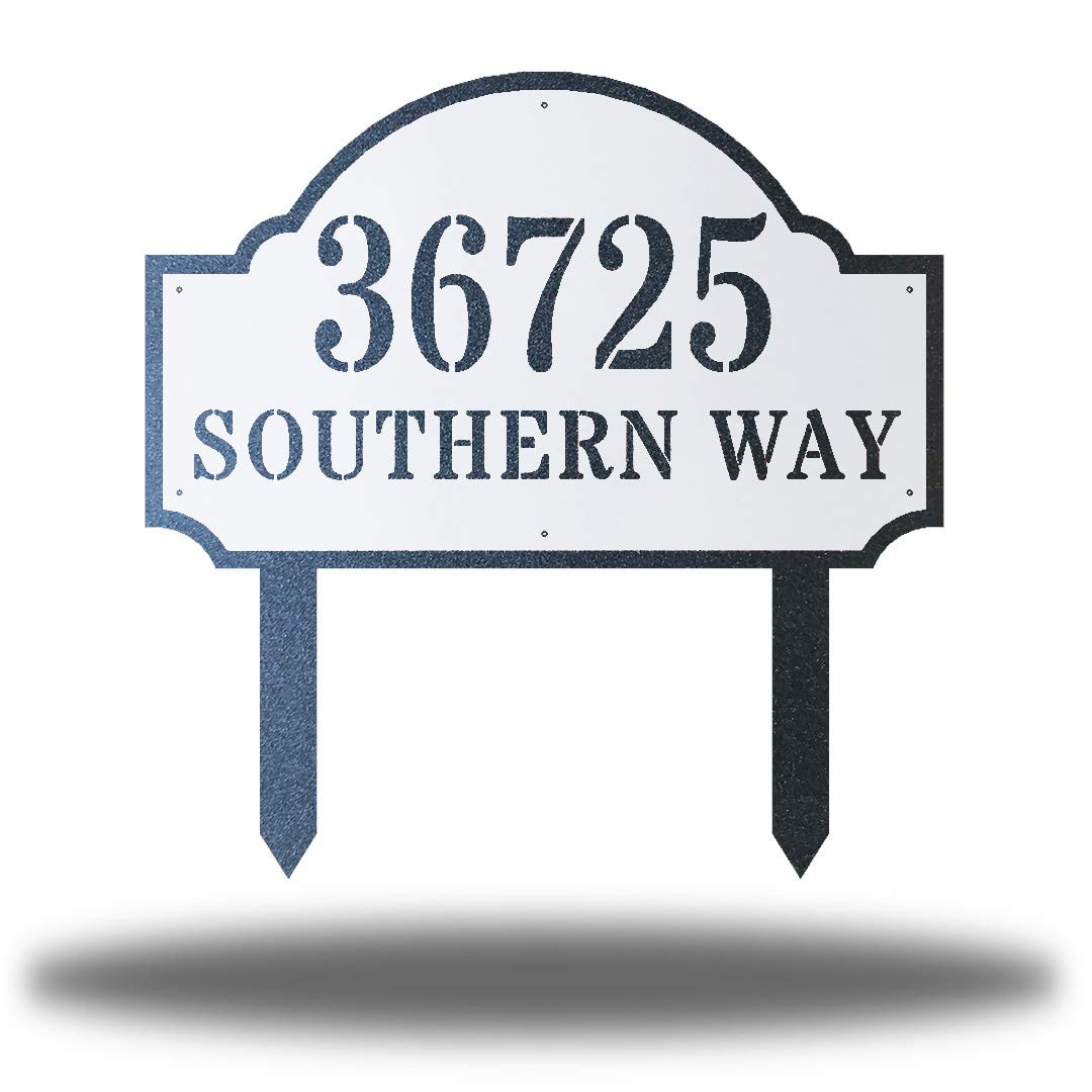 Metal Yard Stake House Business Double Layer Deluxe Address Steel Sign | Weather Resistant | Made in USA (17, White)