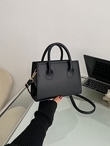 GORGLITTER Women's Double Handle Satchel Shoulder Bag Crossbody Square Bag Purse Handbag Black One Size