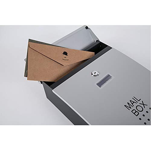 LIRONGXILY Mailboxes Wall-Mount Mailboxes Mailbox Outdoor Wall-Mounted European Villa Outdoor Community Household Mailbox Stainless Steel Mailbox Complaint Suggestion Box (Color : Silver)